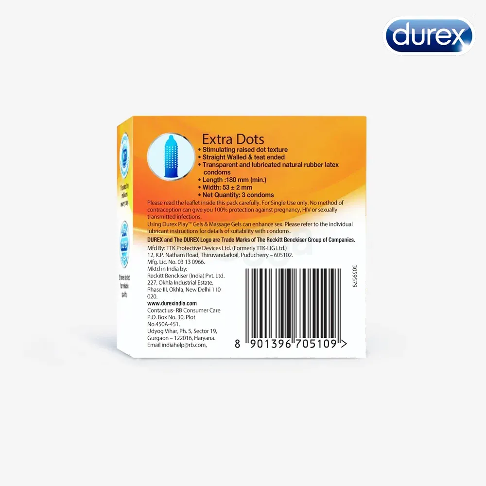 Durex Extra Dots Condom 3's Pack - Arogga Online Pharmacy