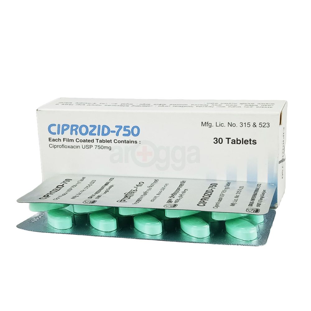 Ciprozid 750mg Tablet - Arogga Online Pharmacy