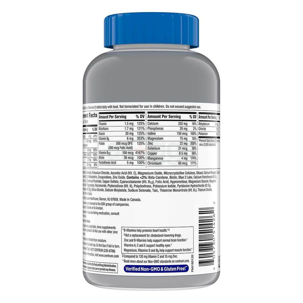 Centrum Silver for Men 50+ Multivitamin Multimineral 275 Tablets ...