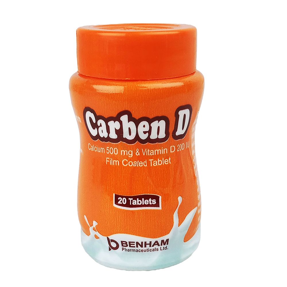 Carben D 20's 500mg+200IU Tablet - Arogga Online Pharmacy