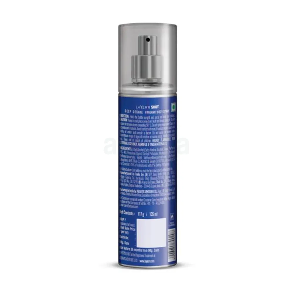 Layer'r Shot Deep Desire Body Spray for Men 135ml - Arogga Beauty Store
