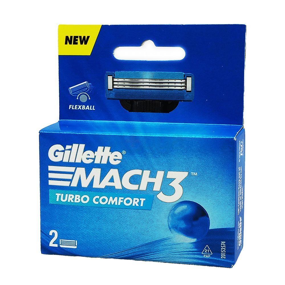 Gillette Mach 3 Turbo Comfort Shaving Cartridges - 2's Pack - Arogga ...