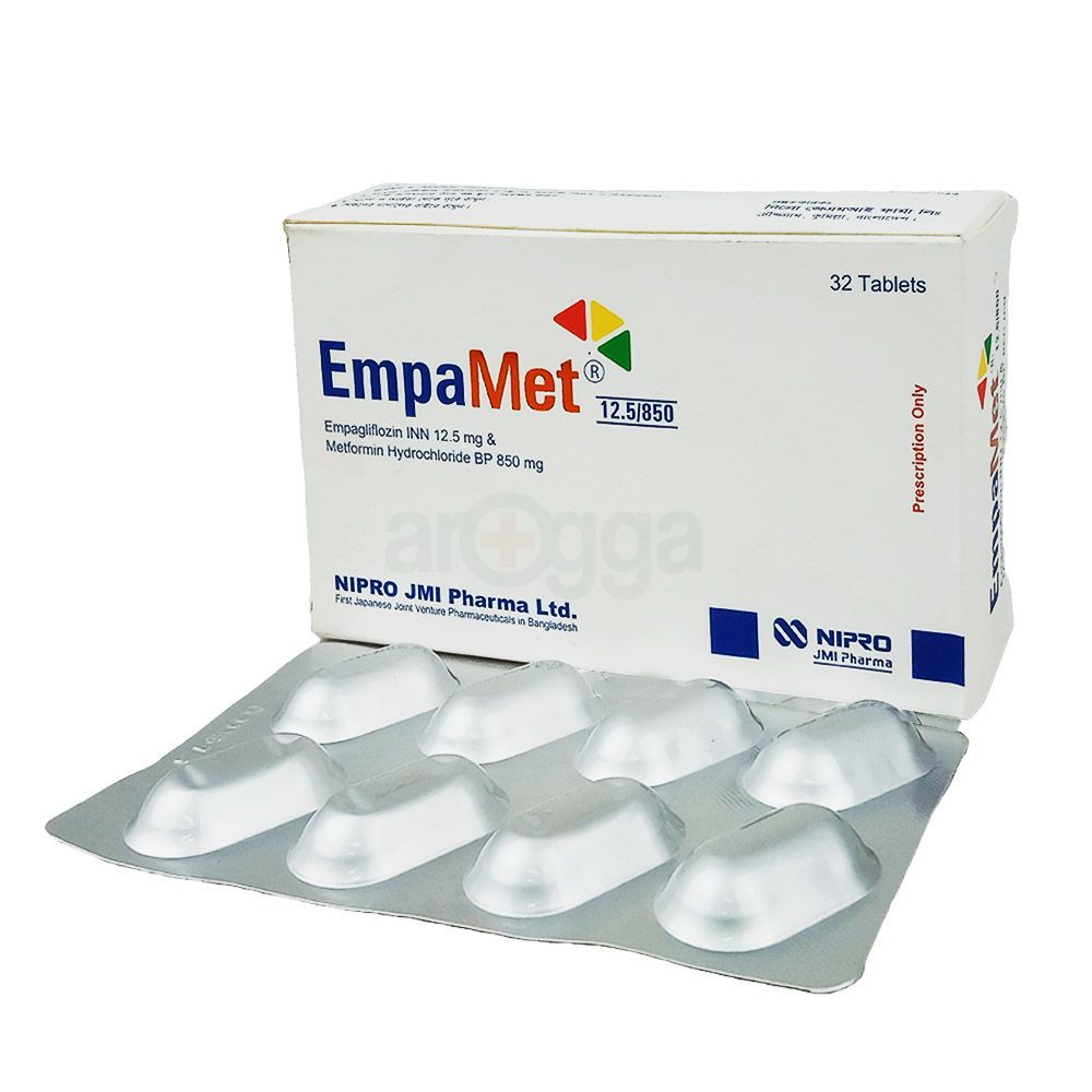 Empamet 12.5/850 12.5mg+850mg Tablet - Arogga Online Pharmacy