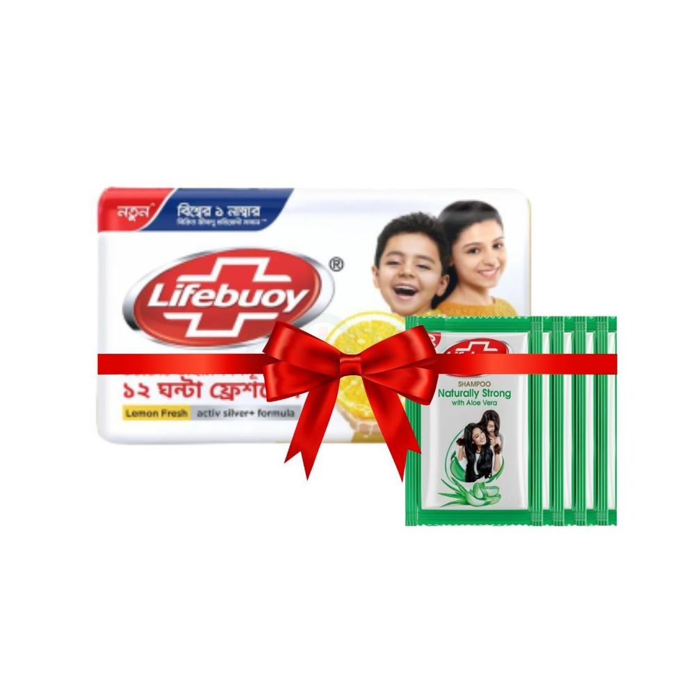 Buy 1 Lifebuoy Soap Bar Lemon Fresh 150g Get 4 pcs Lifebuoy Shampoo ...