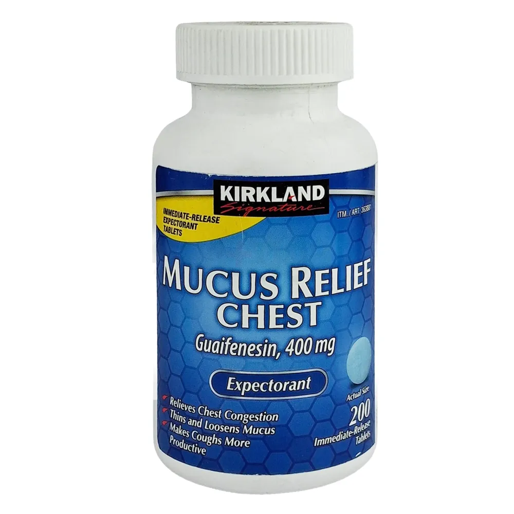 Kirkland Signature Mucus Relief Chest Guaifenesin 400 mg Expectorant ...