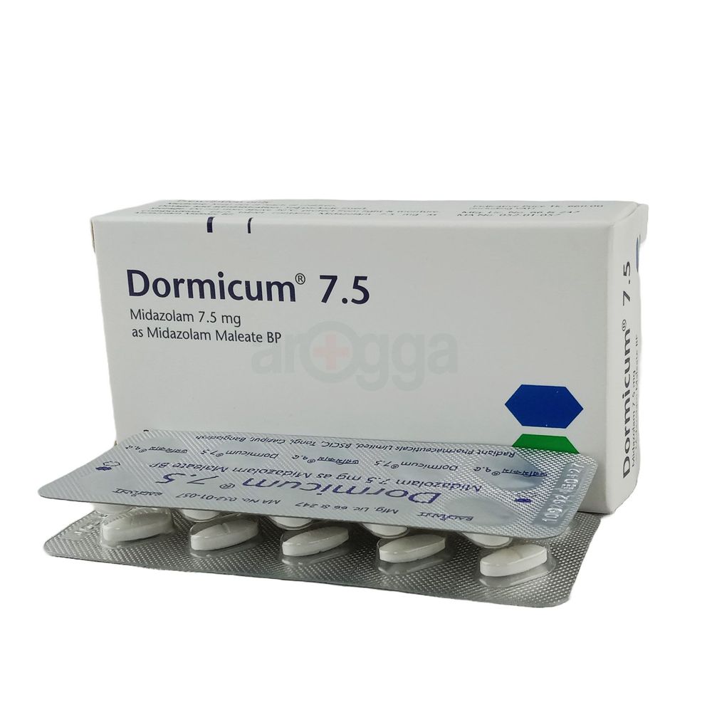 Dormicum 7.5 7.5mg Tablet - Arogga Online Pharmacy