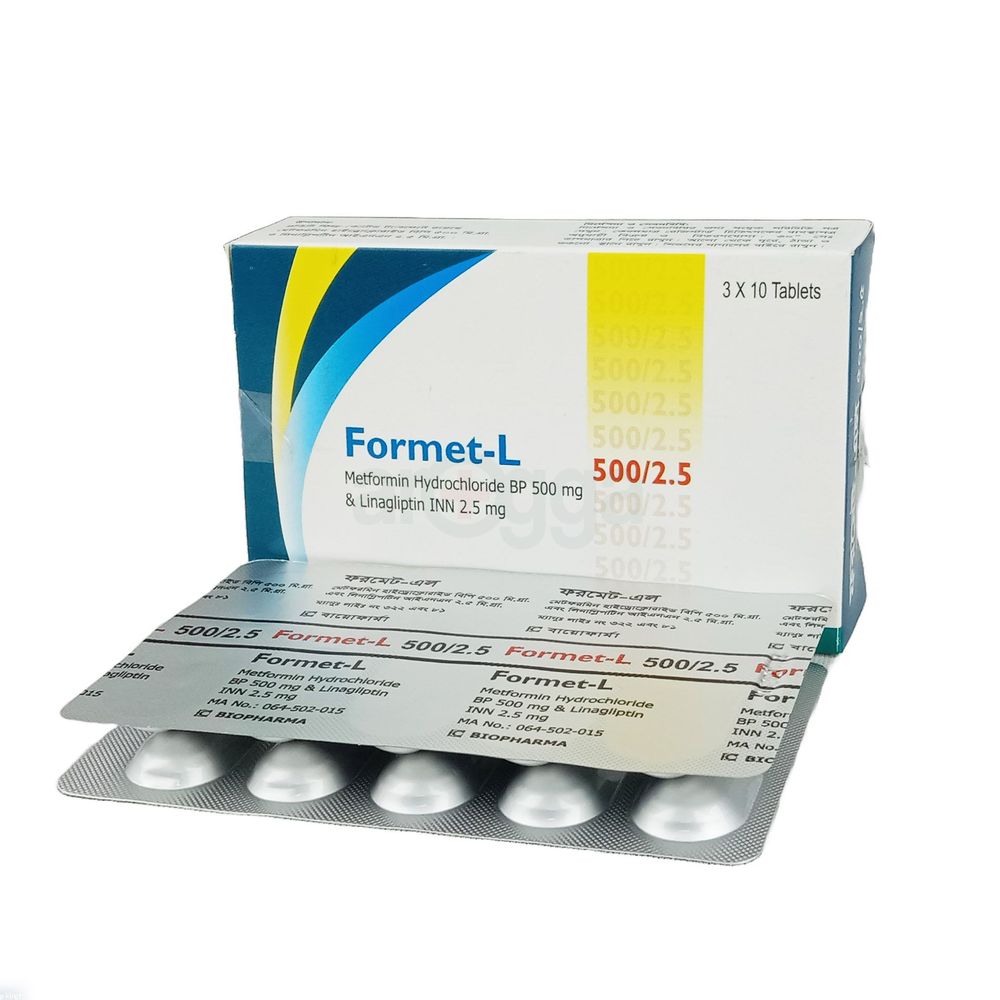 Formet L 500 2.5mg+500mg Tablet - Arogga Online Pharmacy