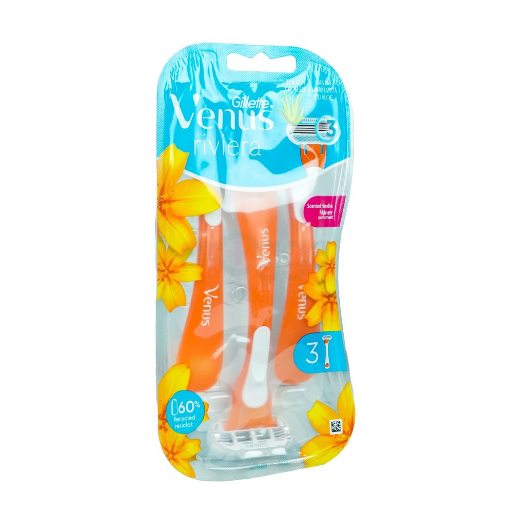 Gillette Venus Riviera Women's Disposable Razor 3 Count - Arogga Beauty ...