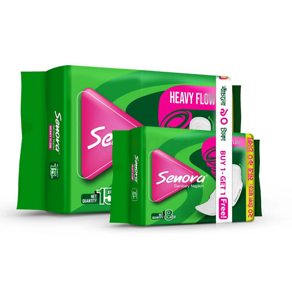 Senora Heavy Flow Sanitary Napkin 15 Pads (Free 8 Pads Pack) - Arogga ...