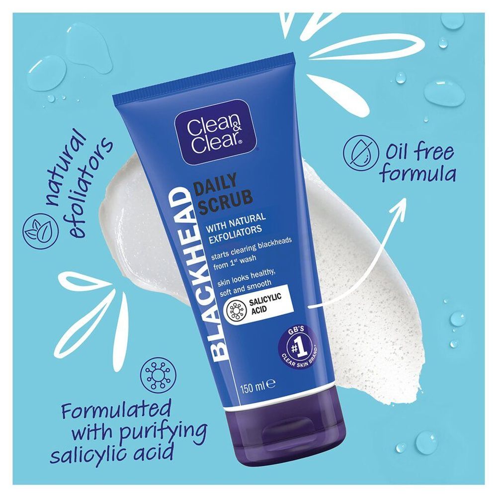 Clean & Clear Blackhead Daily Scrub with Natural Exfoliators ...