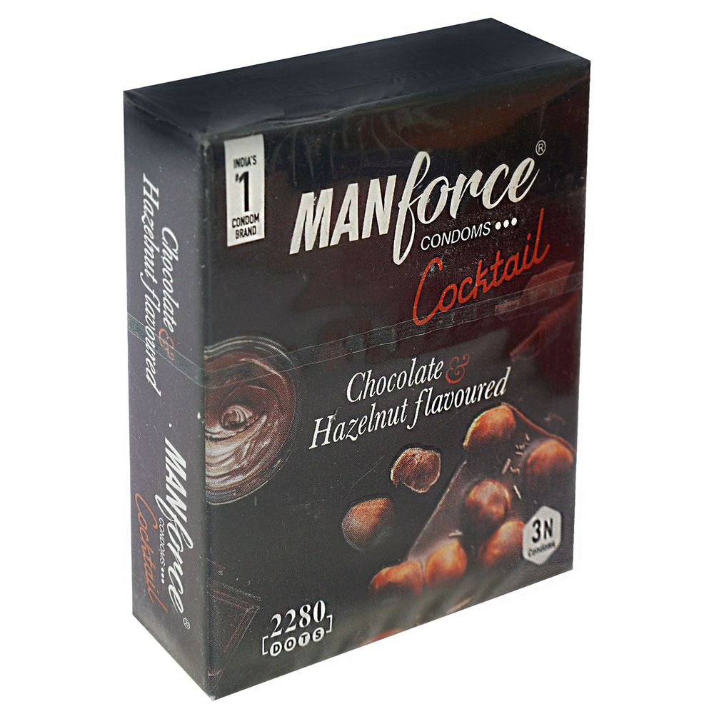 Manforce Cocktail with Dotted Rings Hazelnut & Chocolate Condom - 3Pcs ...