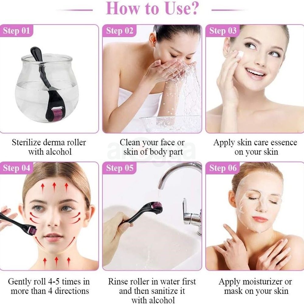 Derma Roller System 540 Needles Derma for Face and Skin Care - 0.75mm ...