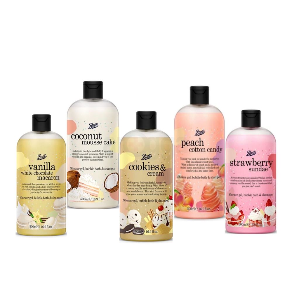 Boots Peach Cotton Candy Shower Gel, Bubble Bath & Shampoo - Arogga ...