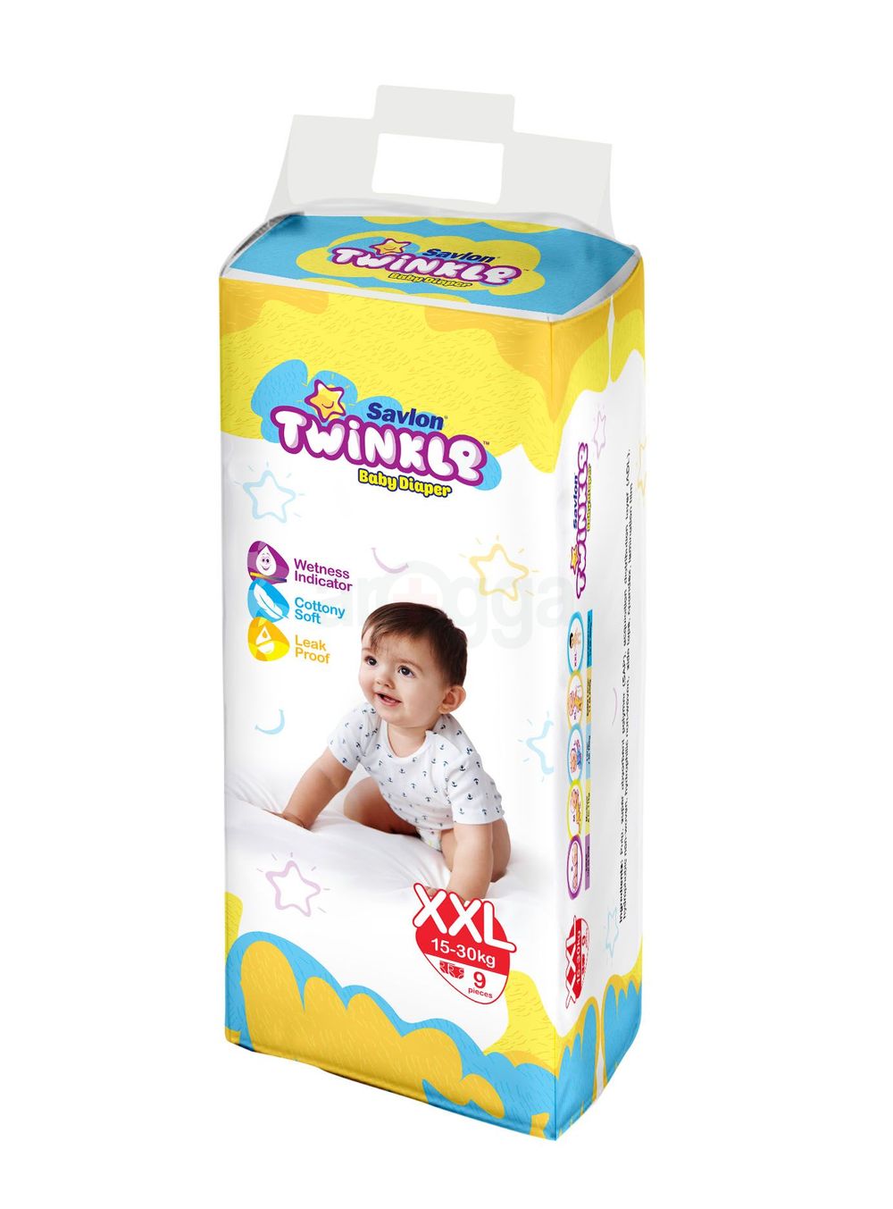 Savlon Twinkle Baby Belt Diaper XXL 9 pcs (15-30 Kg) - Arogga Online ...