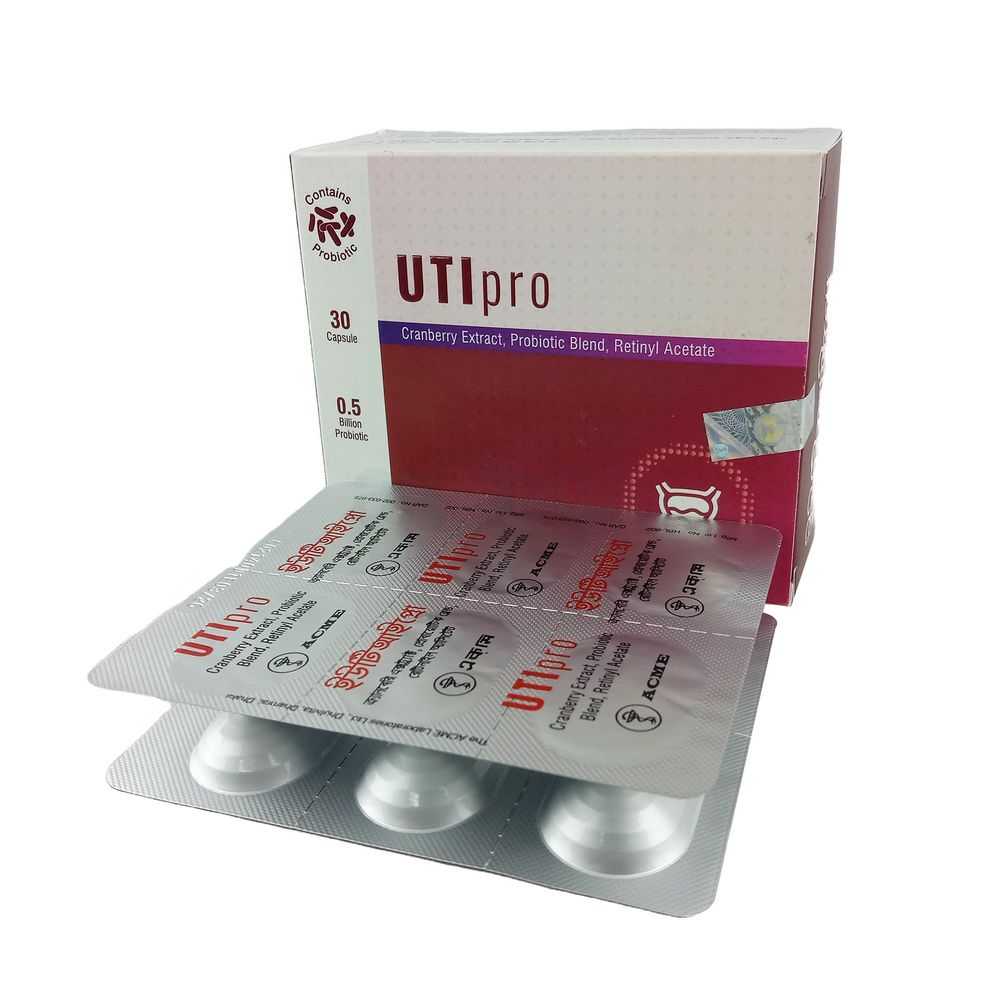 UTIpro 18mg+0.5billion CFU+160mcg capsule - Arogga Online Pharmacy
