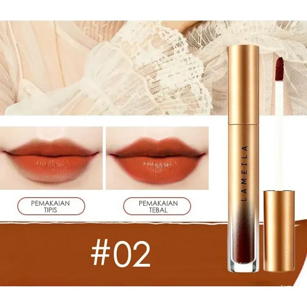 Lameila Velvet Lip Glaze Liquid Lipstick - 02 - Arogga Beauty Store