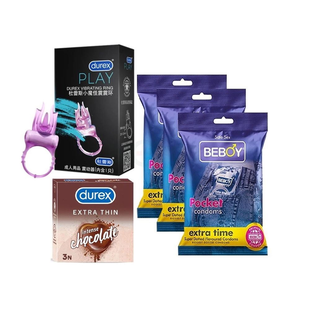 Durex Foreplay Ring Combo = 12Pcs Condom - Durex Strawberry 3s + Beboy ...