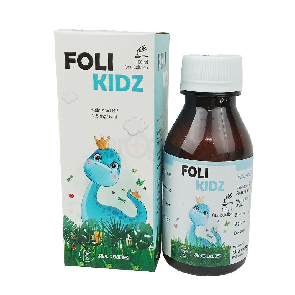 Foli Kidz Oral Solution 2.5mg/5ml syrup - Arogga Online Pharmacy
