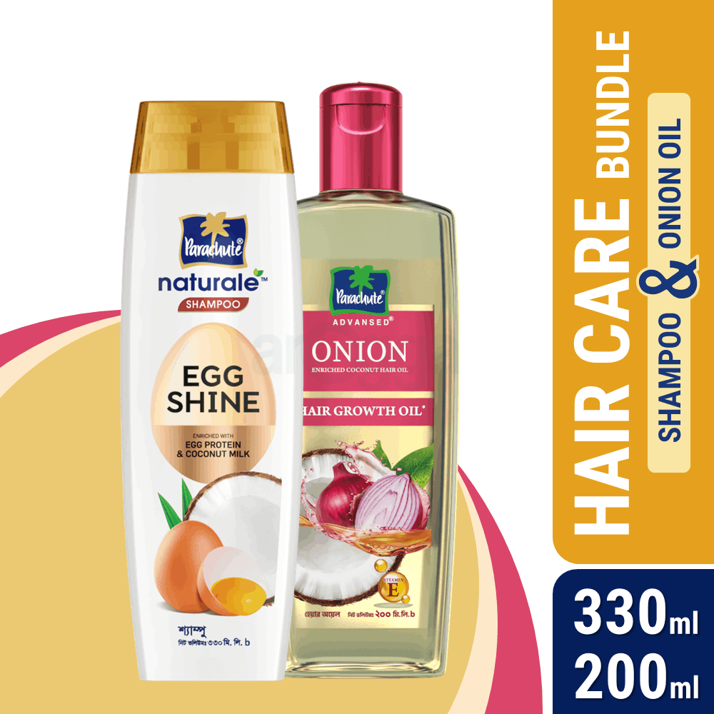 HAIR CARE BUNDLE - Parachute Naturale Shampoo Egg Shine 330ml & Onion ...