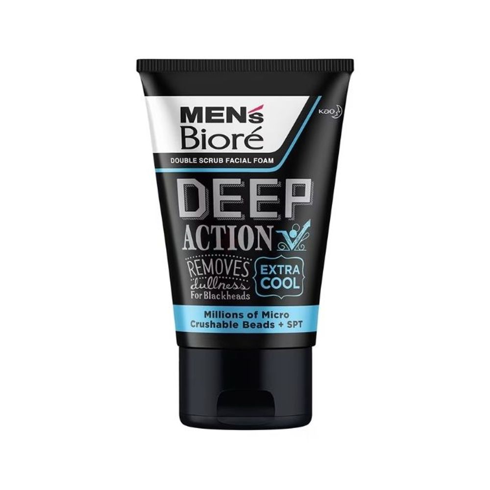 Men's Biore Double Scrub Facial Foam Deep Action Extra Cool for ...