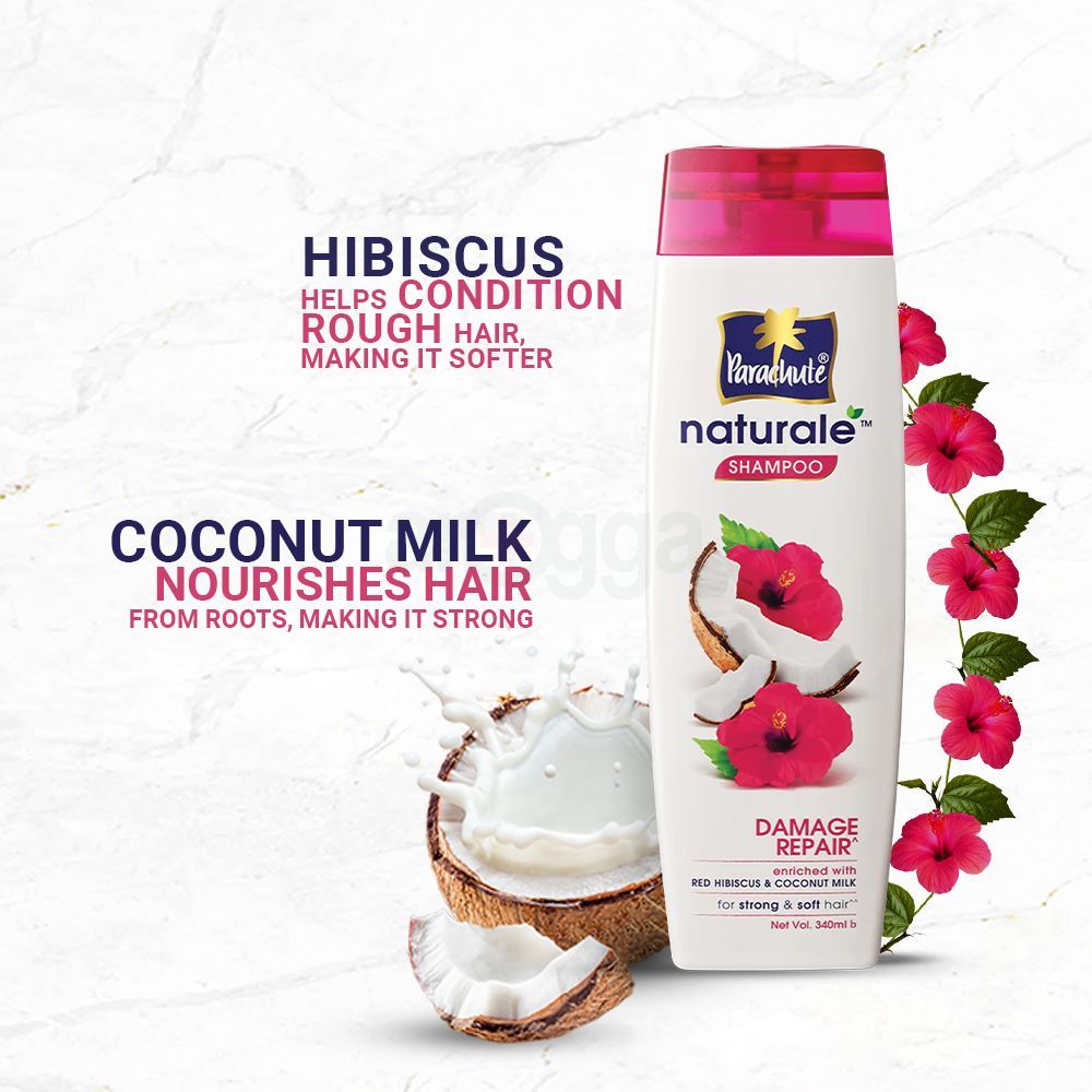 Parachute Naturale Shampoo Damage Repair 340ml (FREE Aloe Vera Facewash ...