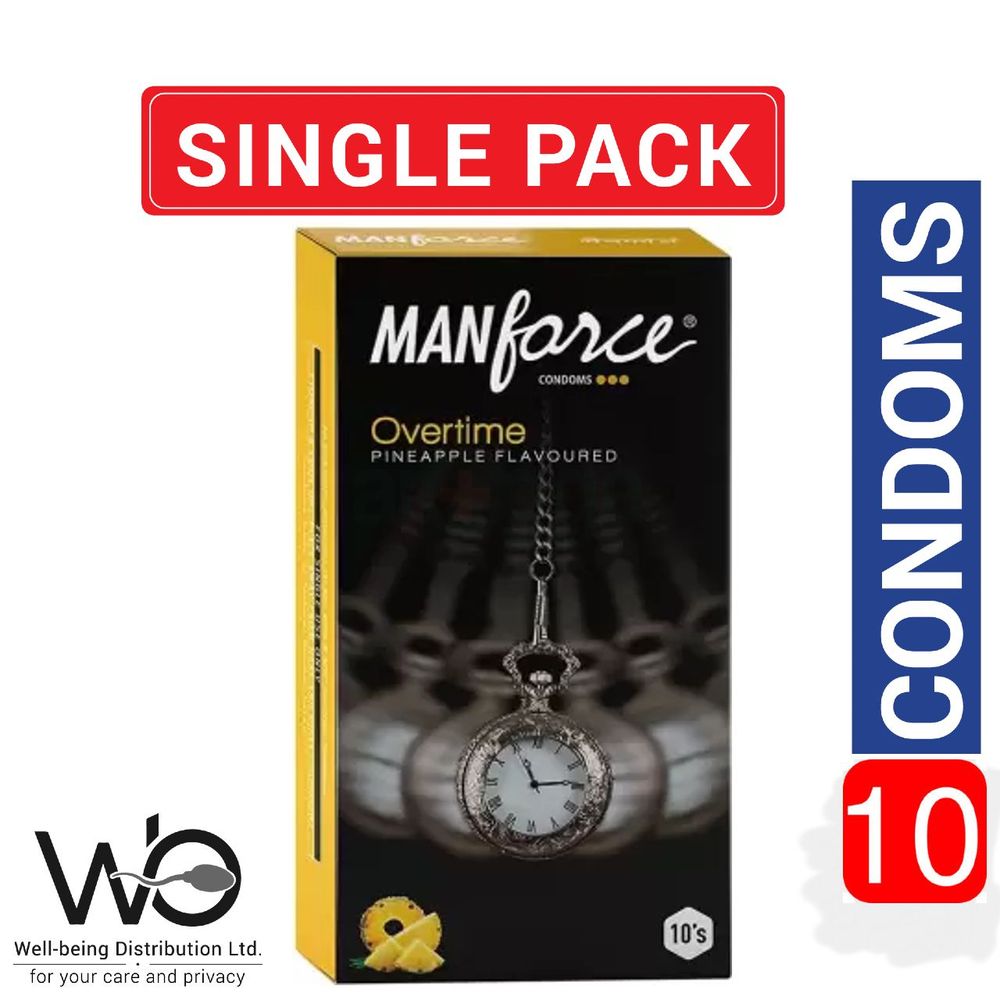 Manforce Condom - Overtime Pineapple Flavor Dotted Condom For Men | 10pcs Pack | Made in India ...