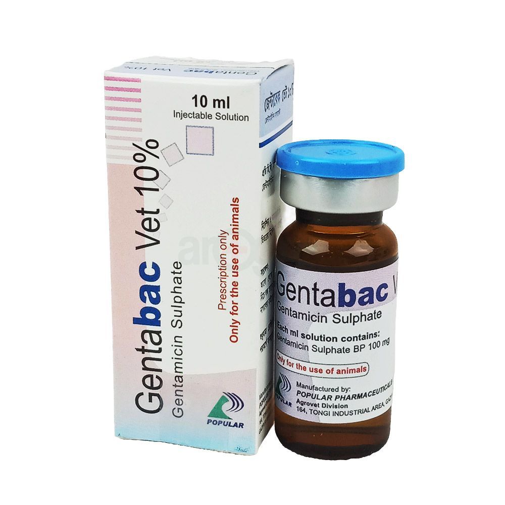 Gentabac Vet Injectable Solution 10ml - Arogga Online Pharmacy