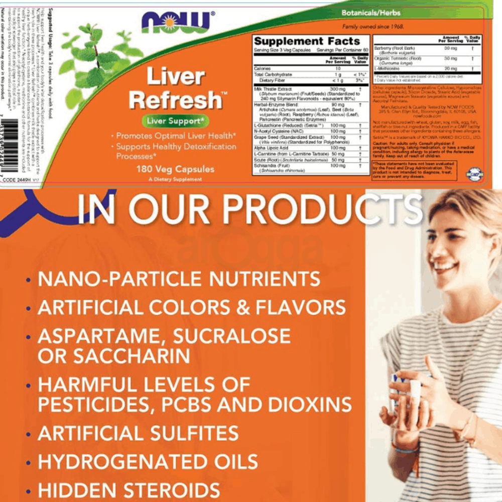 NOW Foods Supplements, Liver Refresh , 180 Veg Capsules - Arogga Online ...