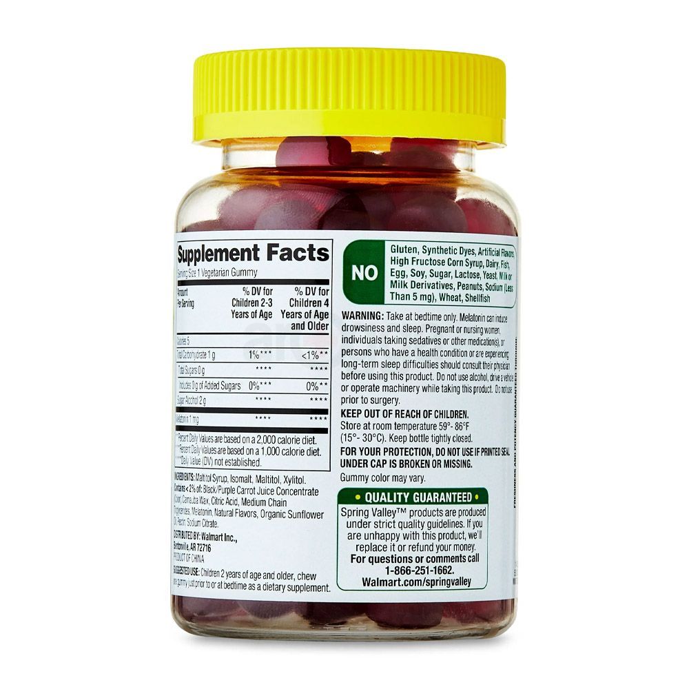 Spring Valley Zero Sugar Kids Melatonin 1mg Sleep Supports Dietary ...