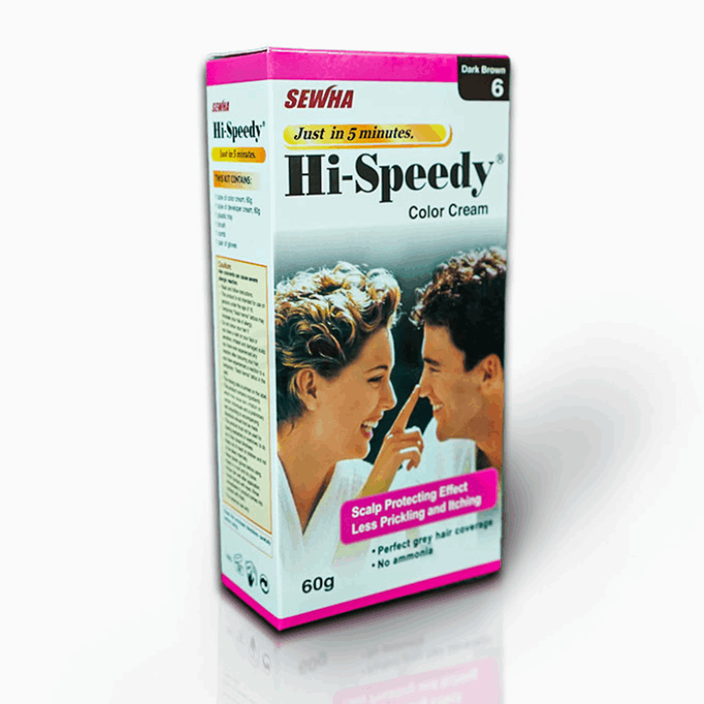 Hi-Speedy 6 Natural Dark Brown Hair Color Cream-60gm - Arogga Beauty Store