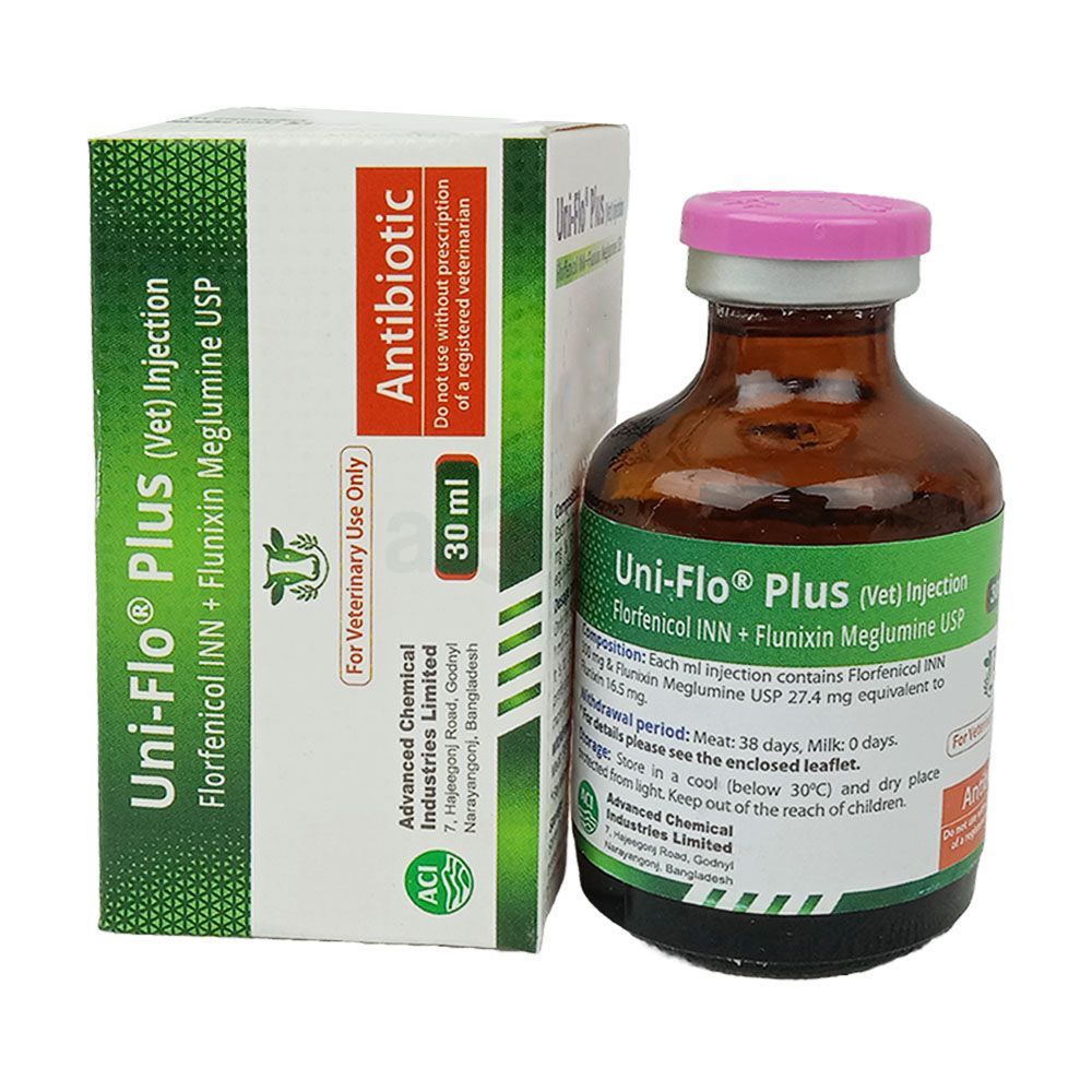 Uni-Flo Plus Injection (Vet) 30ml price in Bangladesh | Arogga