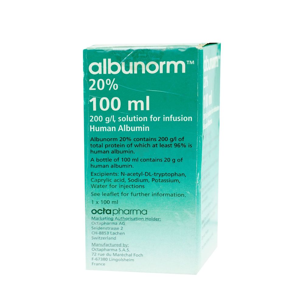 Albunorm 20% Human Albumin 100ml 20%/100ml injection - Arogga Online ...