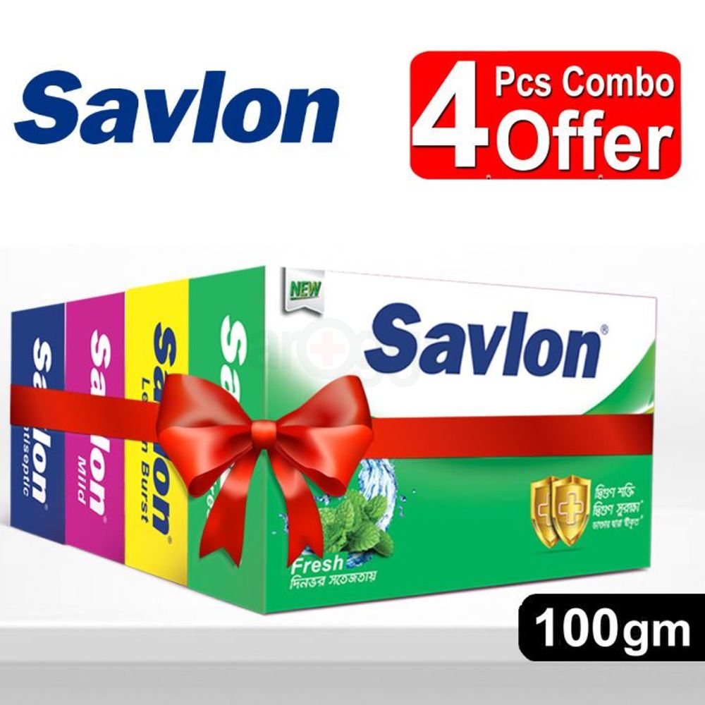Savlon Soap 100gm 4 pcs Mixed Combo (Mild, Fresh, Antiseptic & Lemon ...
