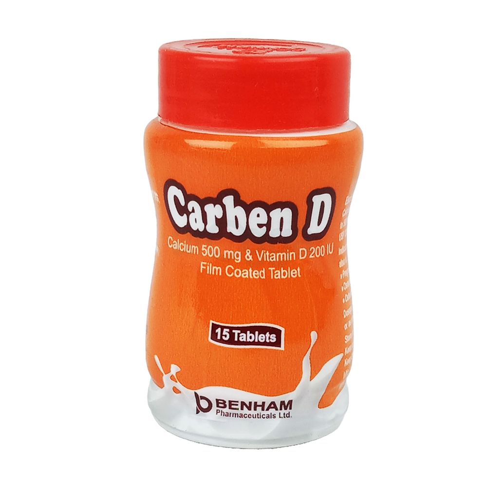 Carben D 15's 500mg+200IU tablet - Arogga Online Pharmacy