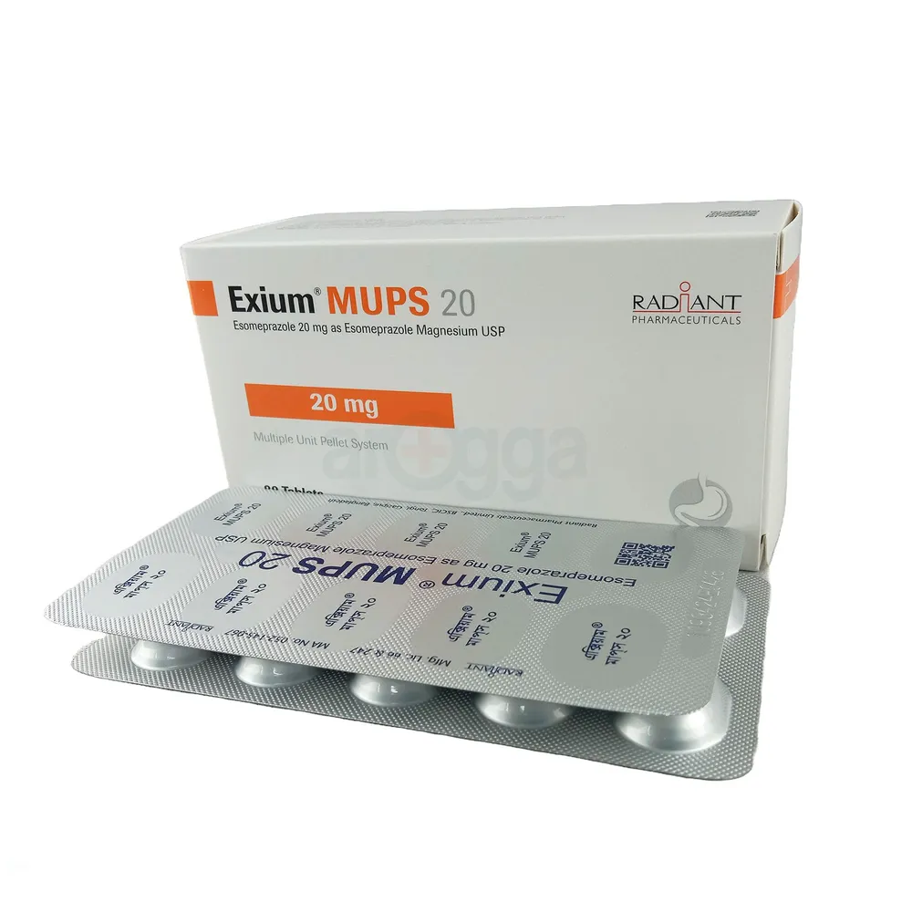 Exium Mups 20mg Tablet . Arogga Online Pharmacy