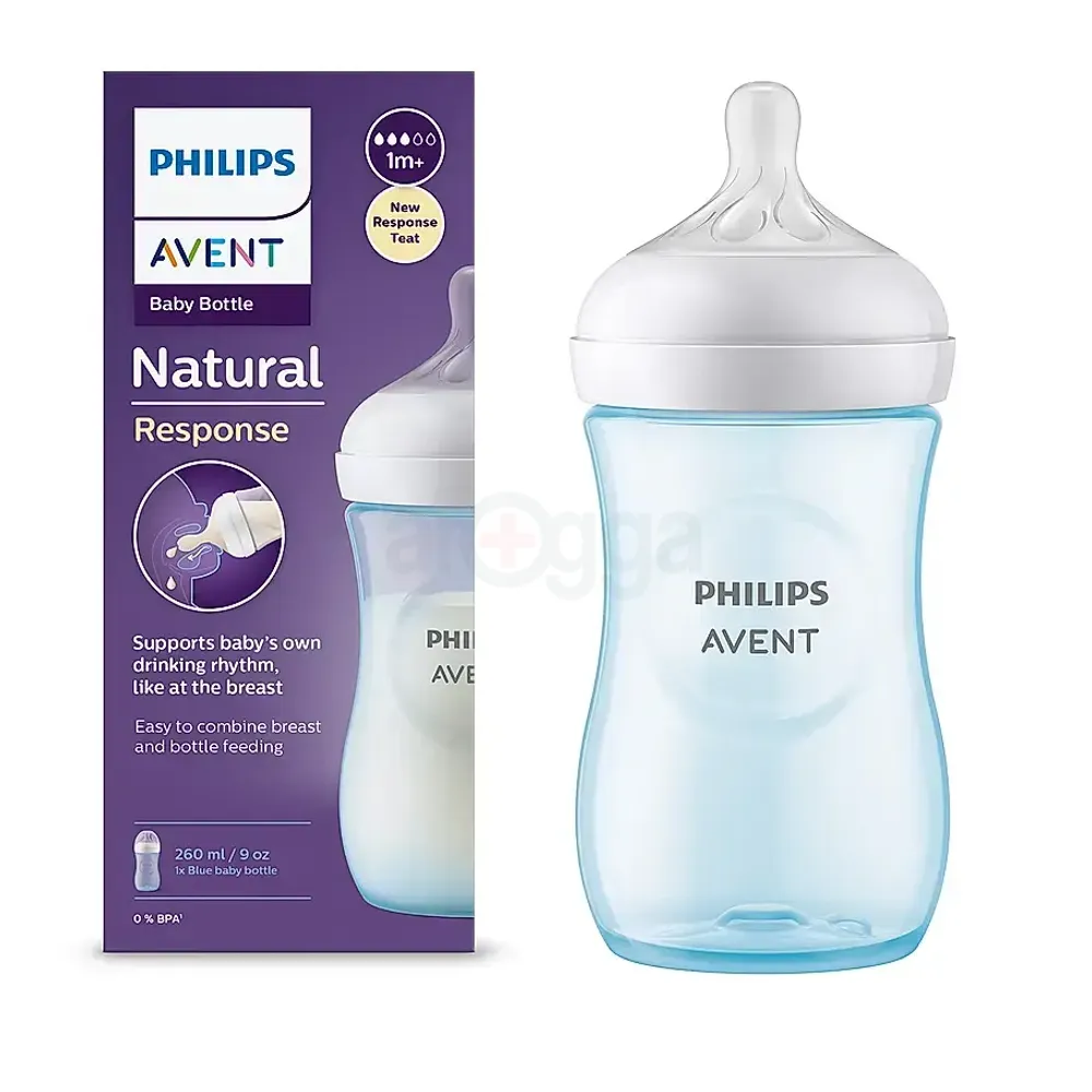 Philips Avent Natural Response Blue Baby Feeding Bottle (1+) - 260ml ...