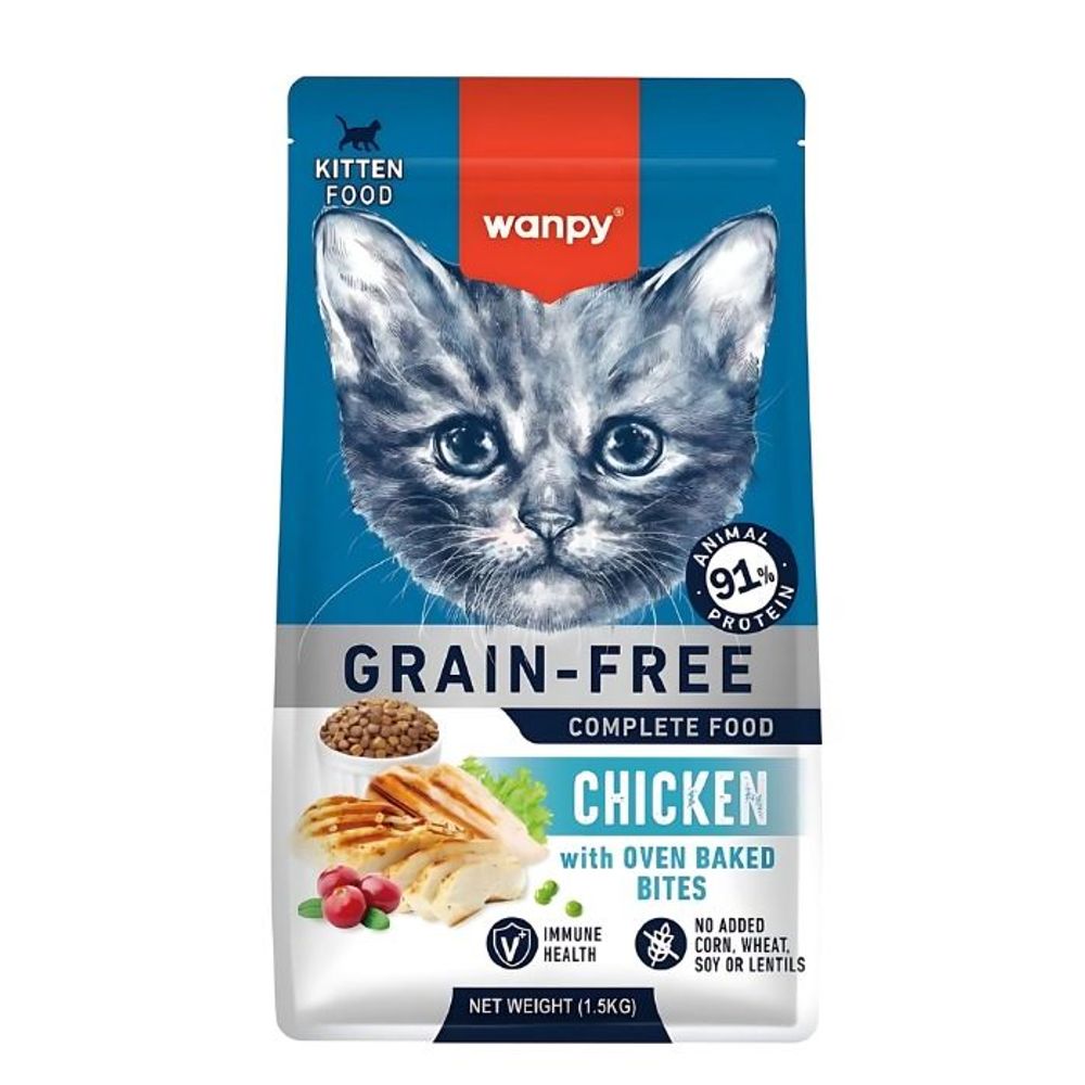 Wanpy Grain Free Super Premium Dry Cat Food Kitten Chicken 1.5KG ...
