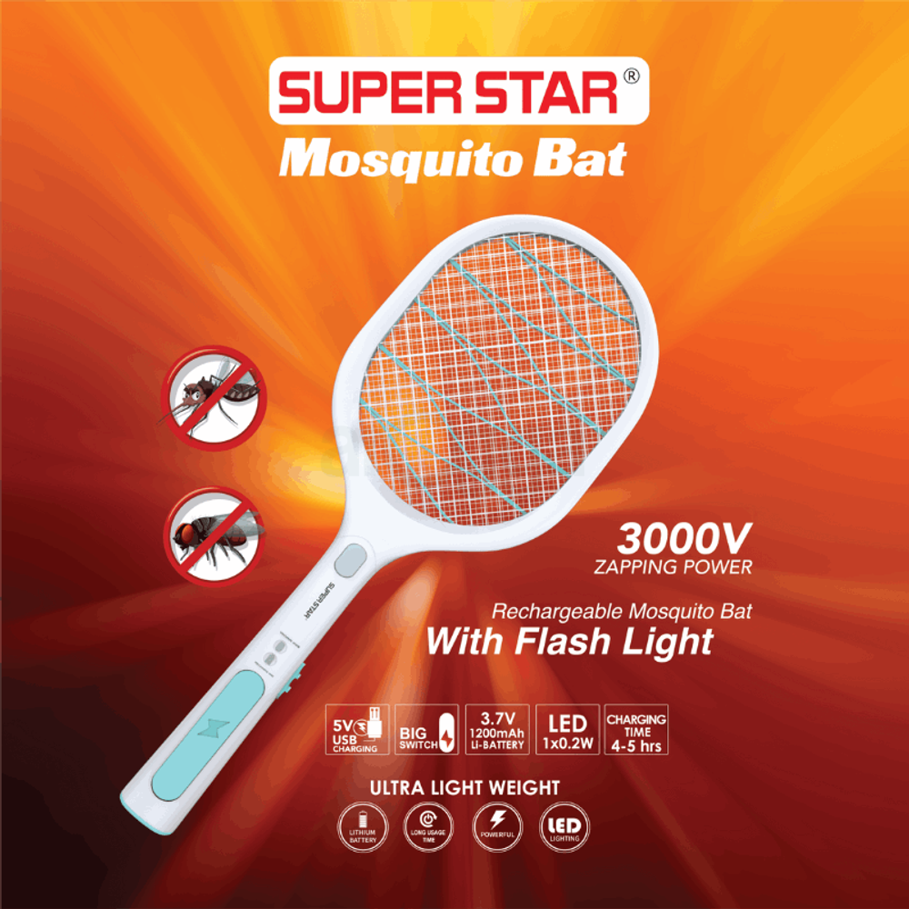 Super Star Rechargeable Mosquito Bat With Flash Light - Arogga Online ...