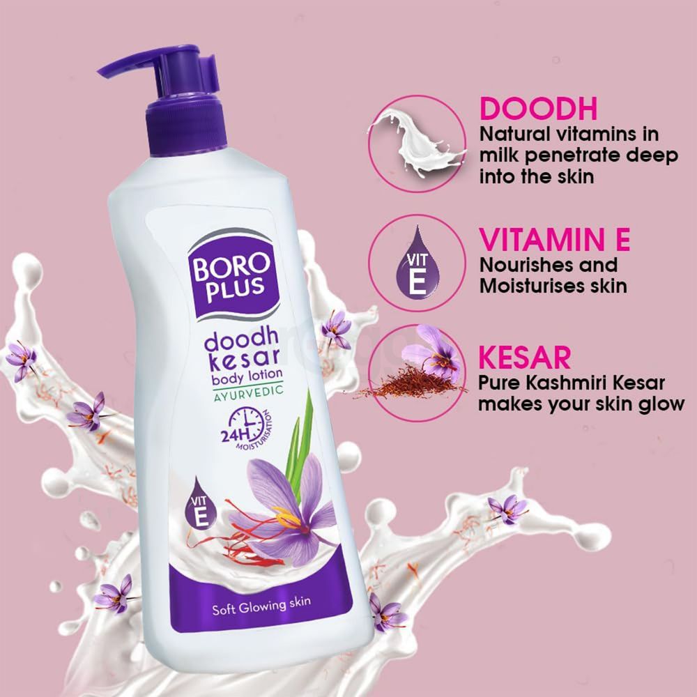 Boroplus Doodh Kesar Ayurvedic Body Lotion for Soft Glowing Skin (Buy 1 ...