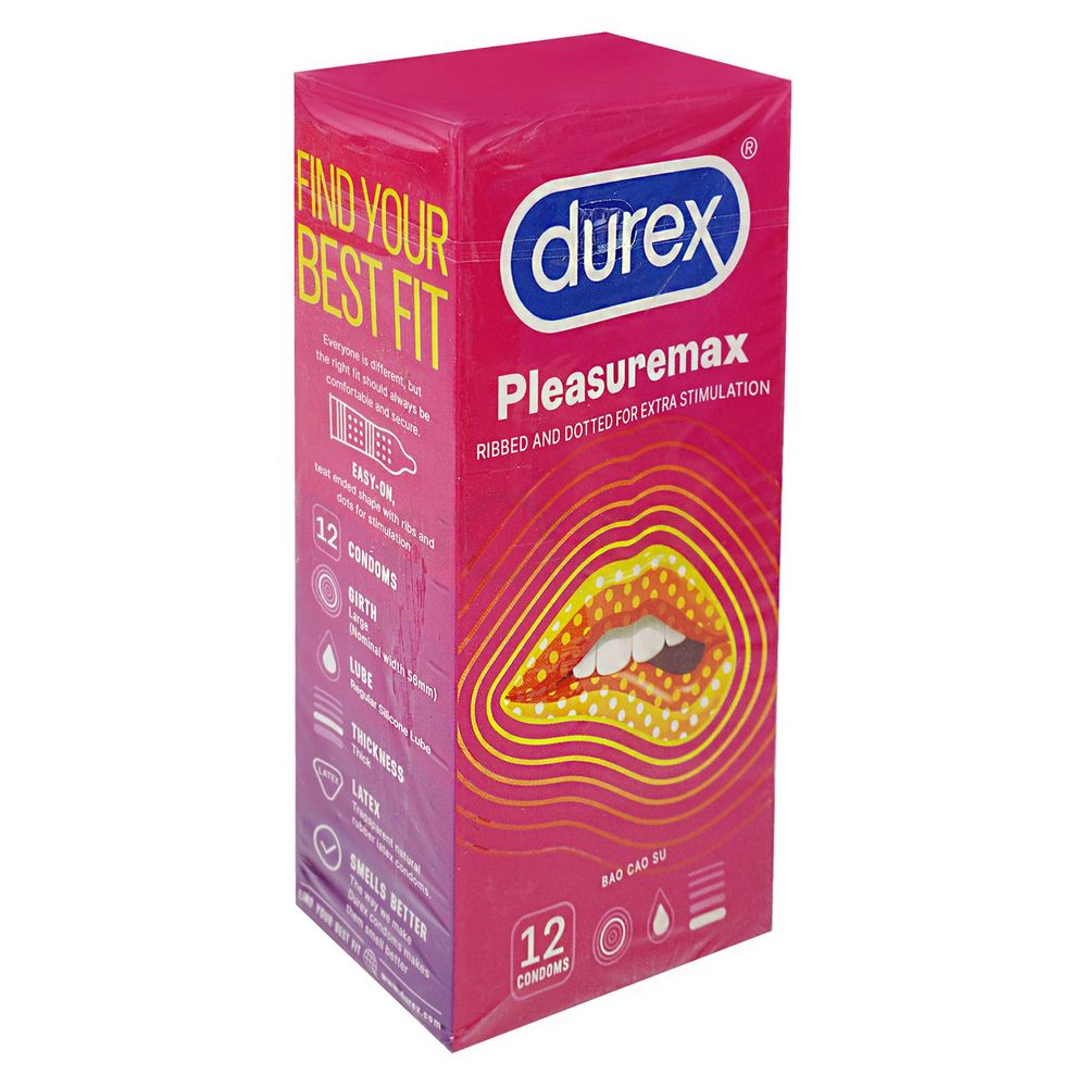 Durex Pleasuremax Ribbed & Dotted Extra Stimulation Condom - 12pcs Pack - Arogga Online Pharmacy