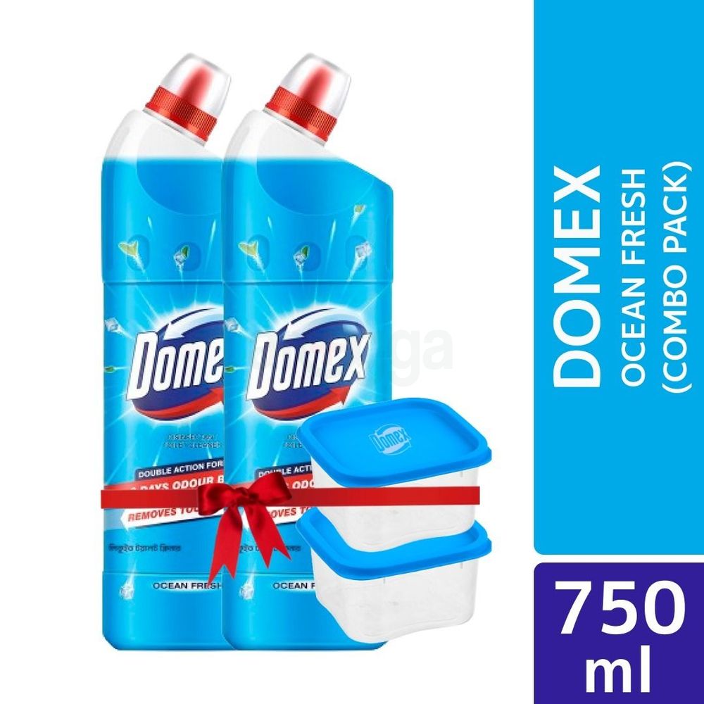 Domex Ocean Fresh Toilet Cleaning Liquid 2*750ml with Free Contienter ...