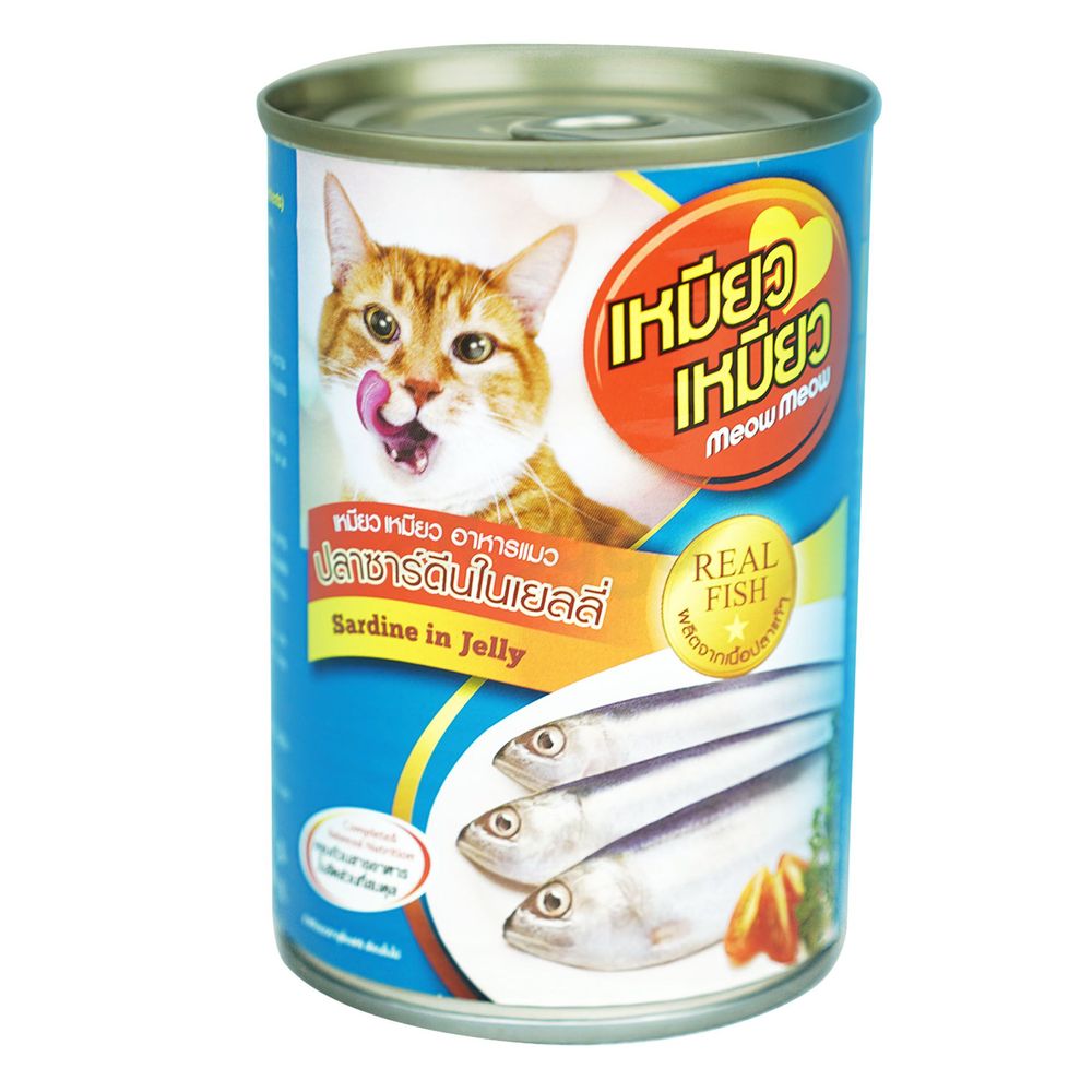 Meow Meow Cat Food Real Fish Sardine In Jelly - 400g Can - Arogga ...