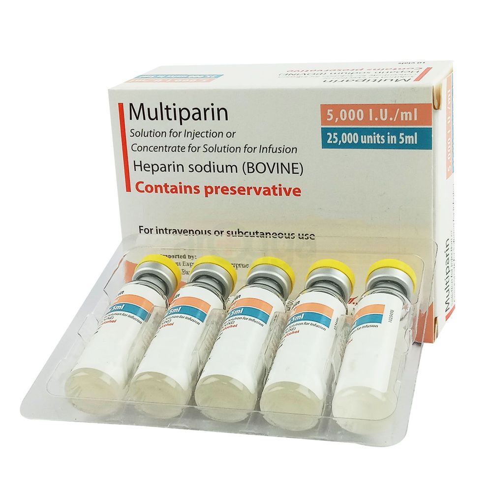 Multiparin 5000 I.U/ML+25000units injection - Arogga Online Pharmacy