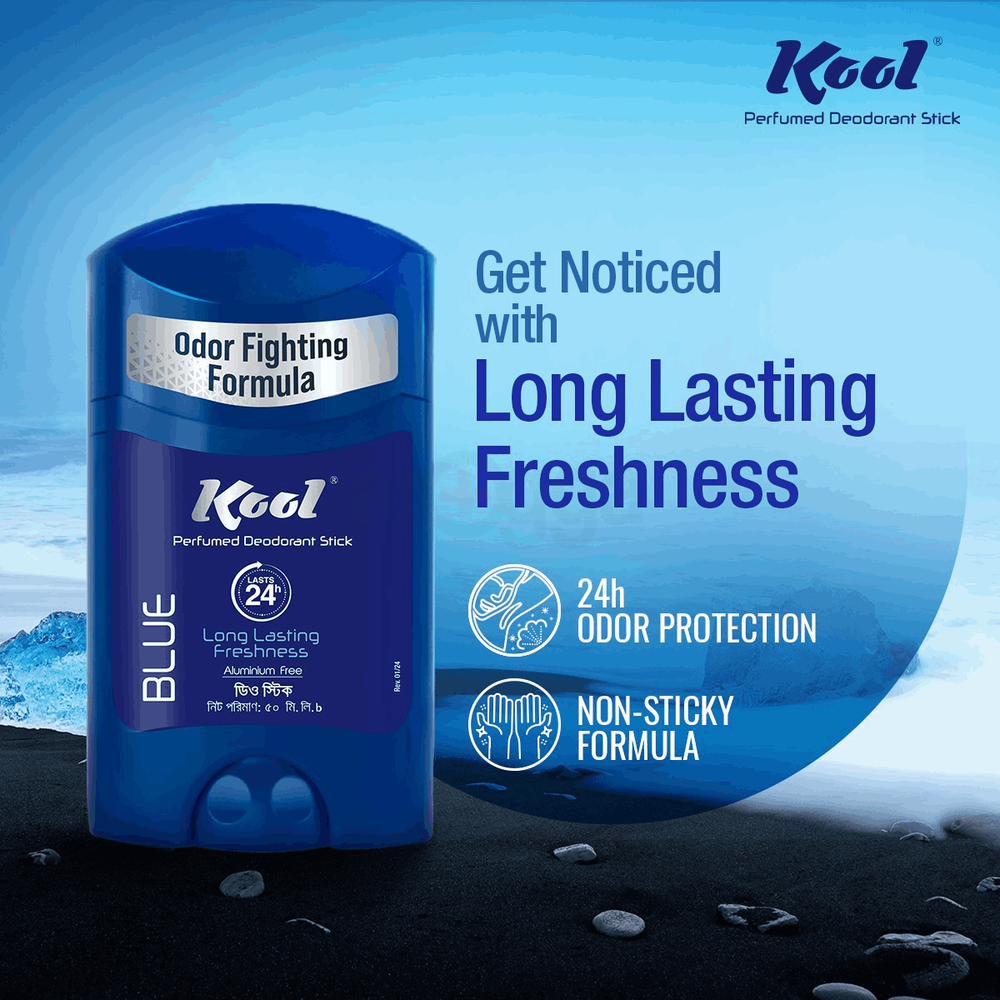 KOOL Perfumed Deodorant Stick Blue 50ml - Arogga Beauty Store