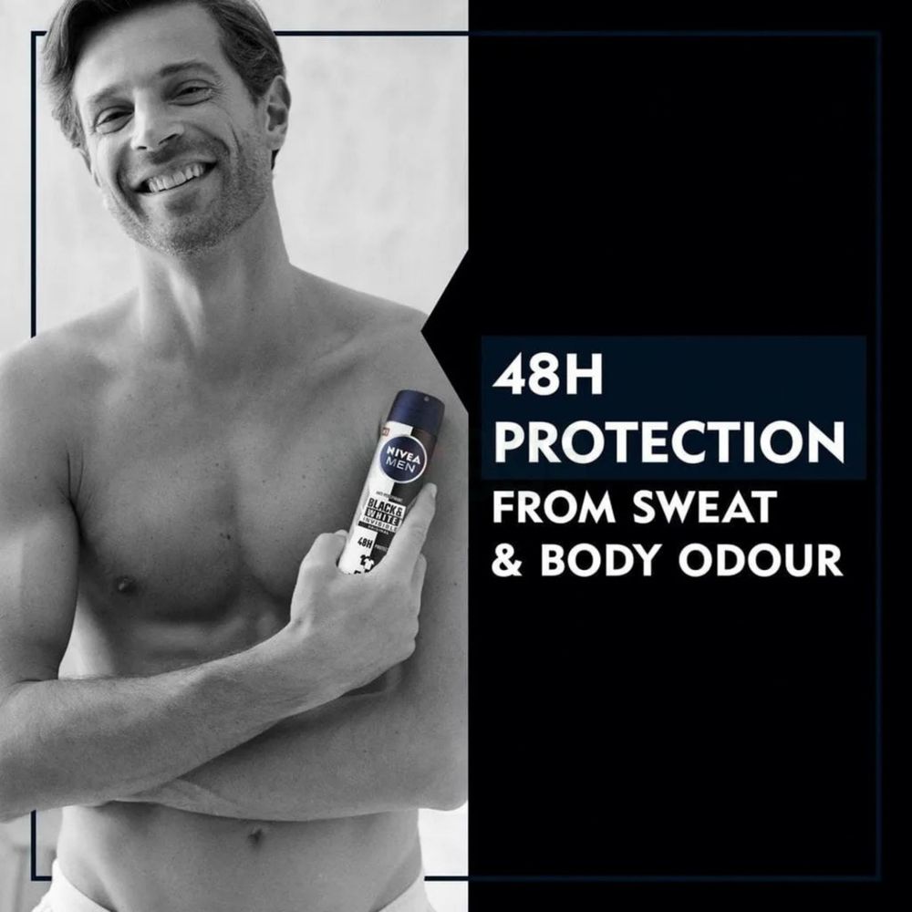 NIVEA MEN Body Spray Black & White Invisible 150ml - Arogga Beauty Store