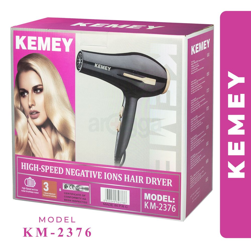Kemey High Speed Negative Ions Hair Dryer KM-2376 - Arogga Beauty Store