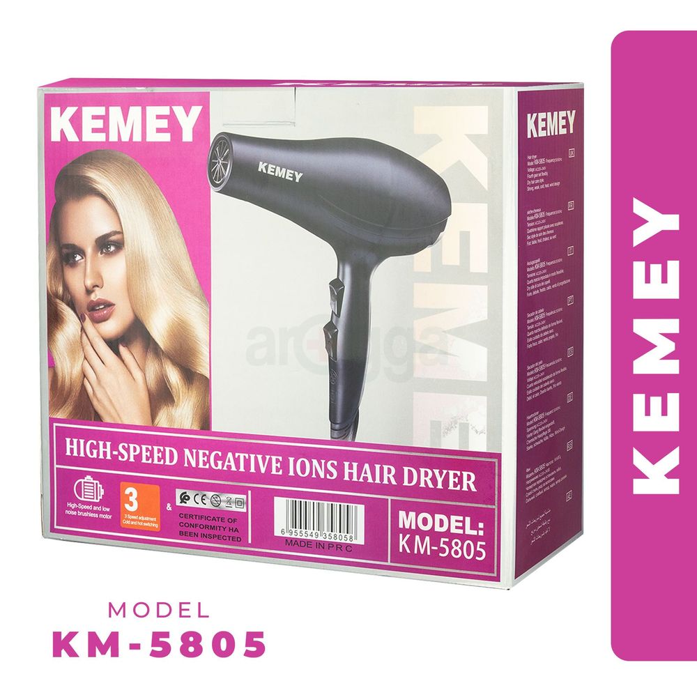 Kemey High Speed Negative Ions Hair Dryer KM-5805 - Arogga Beauty Store