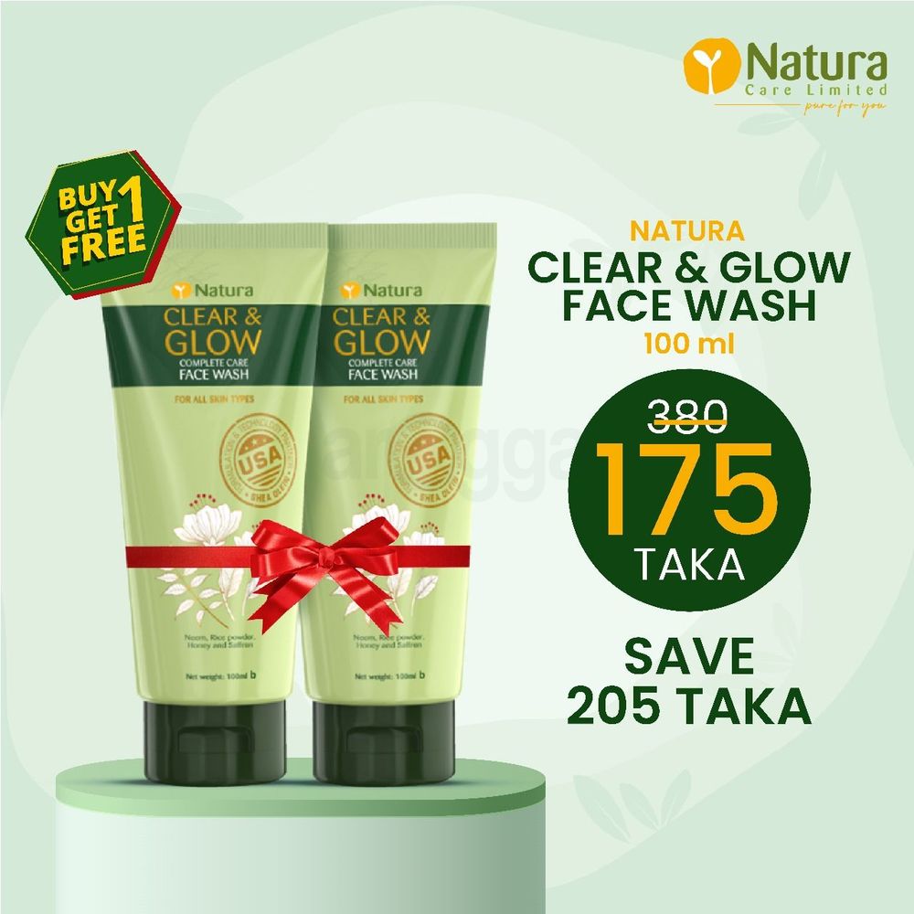 Natura Clear & Glow Face Wash 100 ml - Buy1 Get1 - Arogga Beauty Store