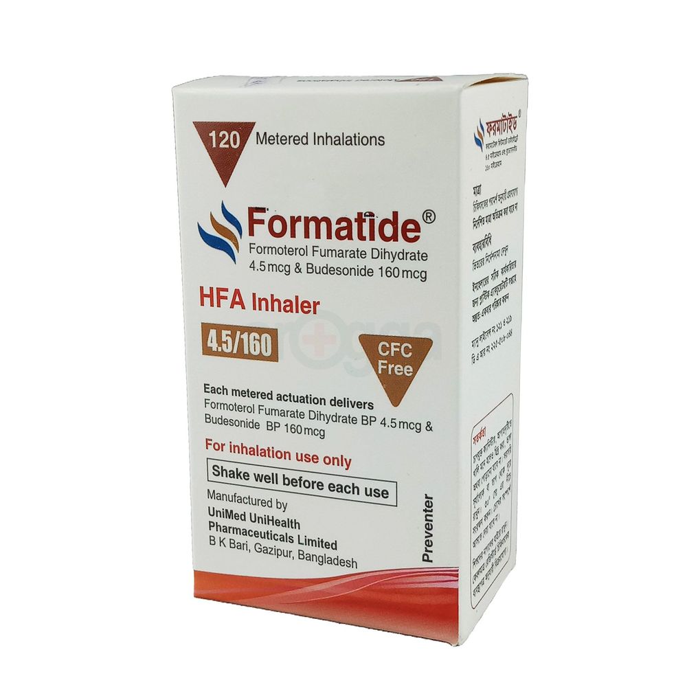 Formatide 4.5/160 HFA 160mcg+4.5mcg/Puff Inhaler - Arogga Online Pharmacy