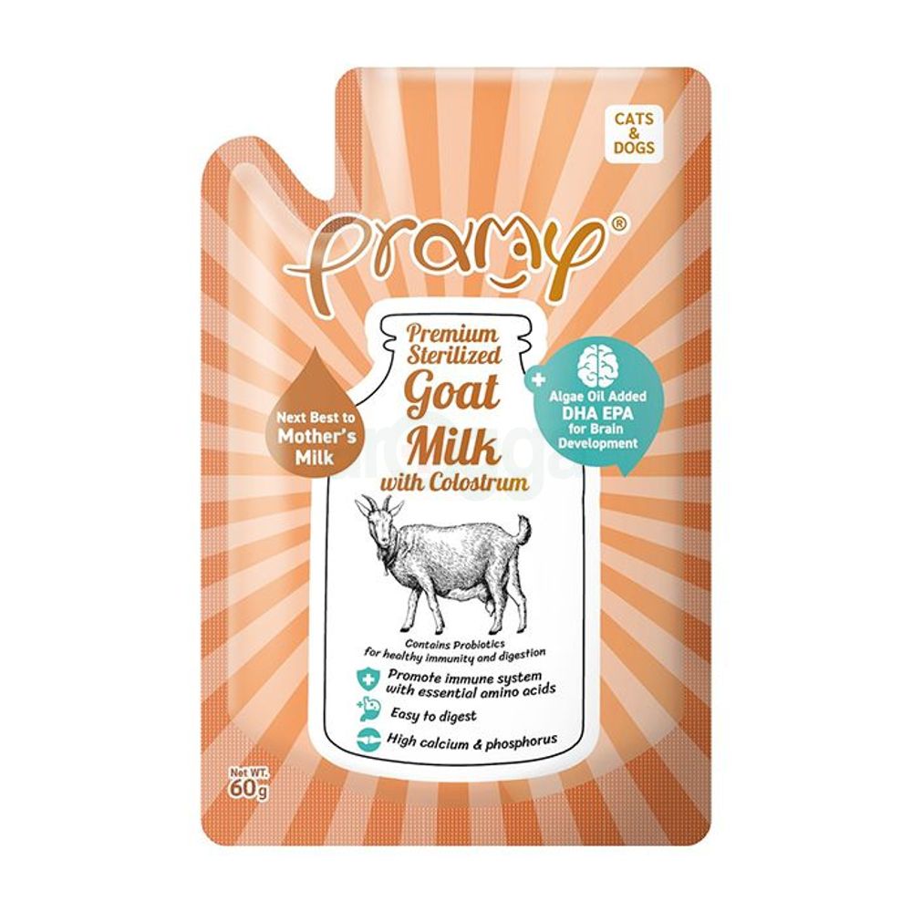 Pramy Premium Goat Milk with Colostrum & Algae Oil for Cats & Dogs 60g ...